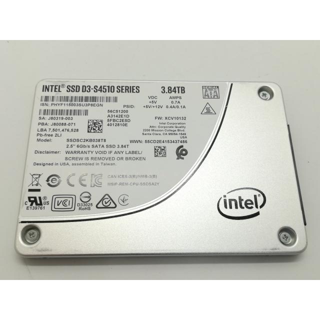 【中古】Intel SSD D3-S4510 シリーズ SSDSC2KB038T8 3.8TB/SSD/6GbpsSATA【静岡】保証期間1 ...