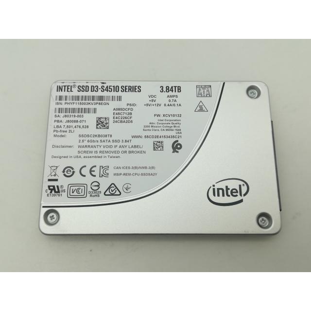 【中古】Intel SSD D3-S4510 シリーズ SSDSC2KB038T8 3.8TB/SSD/6GbpsSATA【静岡】保証期間1 ...