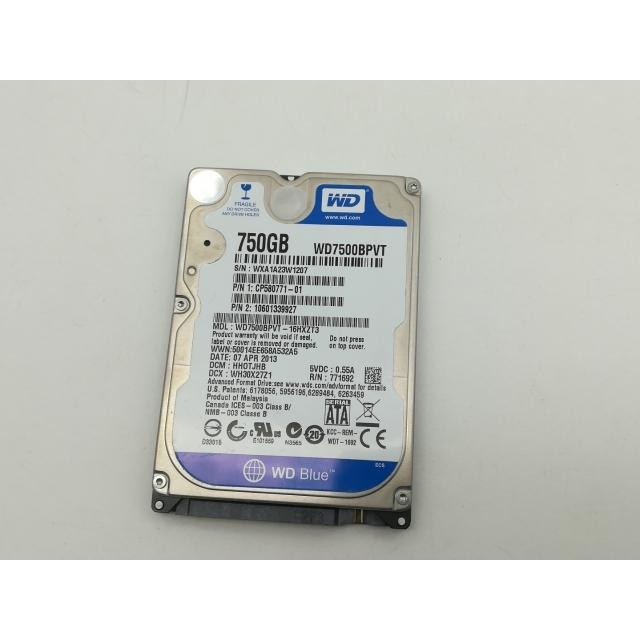 【中古】W.D. Blue WD7500BPVT 750GB/5400rpm/3GbpsSATA/9.5mm/8M【福岡筑紫】保証期間1週間 ...