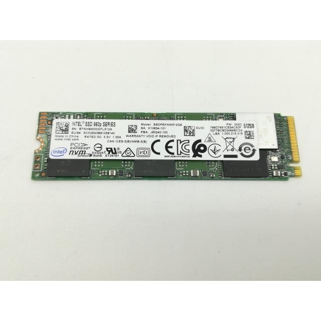 【中古】Intel SSD 660p SSDPEKNW512G8 512GB/M.2 2280(PCIe3.0 NVMe)/QLC【福岡筑紫 ...