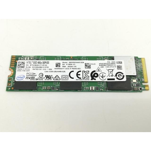 【中古】Intel SSD 660p SSDPEKNW512G8 512GB/M.2 2280(PCIe3.0 NVMe)【福岡筑紫】保証期間 ...