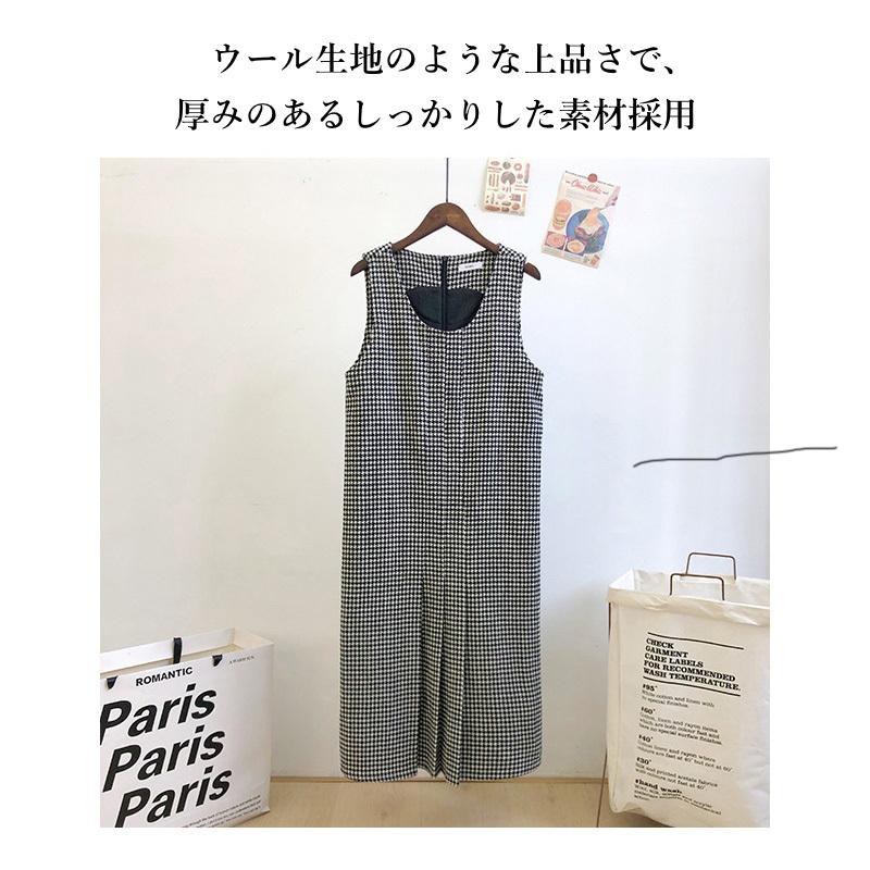ワンピース 千鳥格子柄 ノースリーブワンピース ジャンパー ワンピース 千鳥格子柄 ノースリーブワンピース ジャンパー