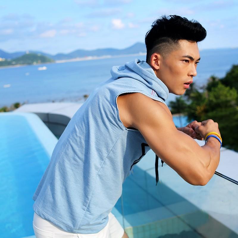 Mr.Hui タンクトップ メンズ ノースリーブ フード付き トレーニングウェア ジムウェアボディビル H1011 ...