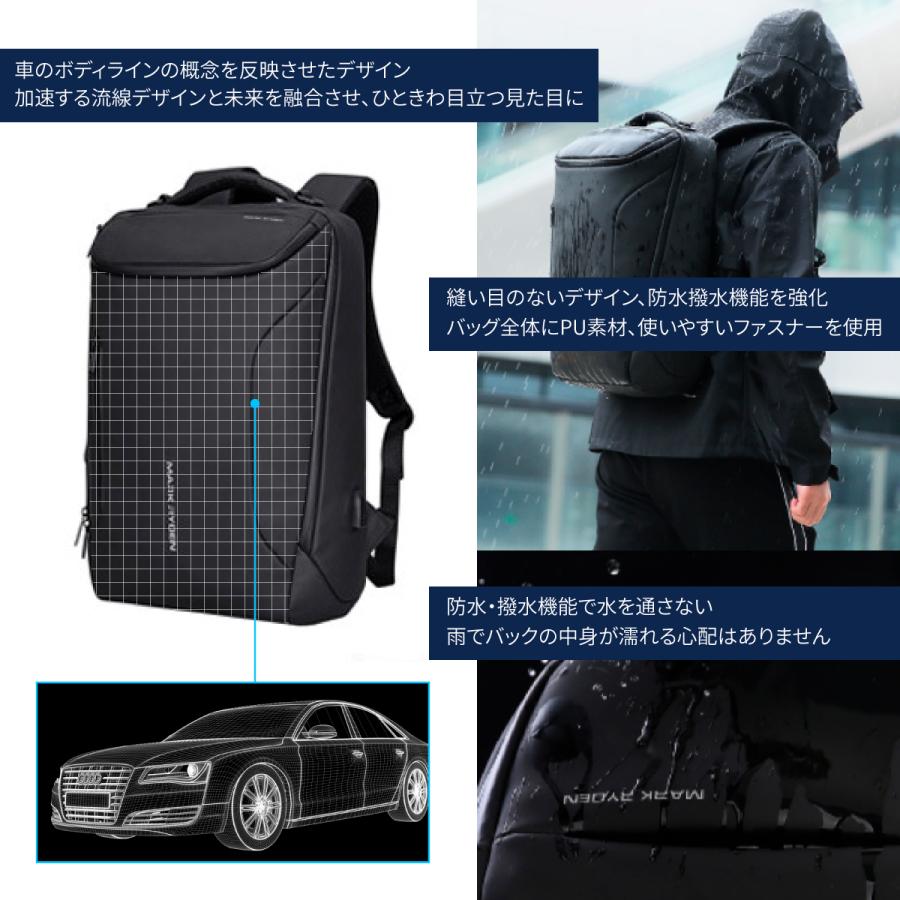リュック バッグ ブラック 防水 撥水 高機能性バッグ USB充電可能 メンズ レディース 多機能 多収納 軽 送料無料 UB-022 ギフト ...