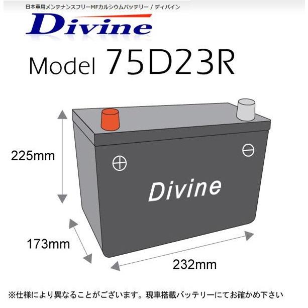 75D23R DIVINEバッテリー / 55D23R 60D23R 65D23R 70D23R 互換 いすゞ ビックホーン ビークロス ...