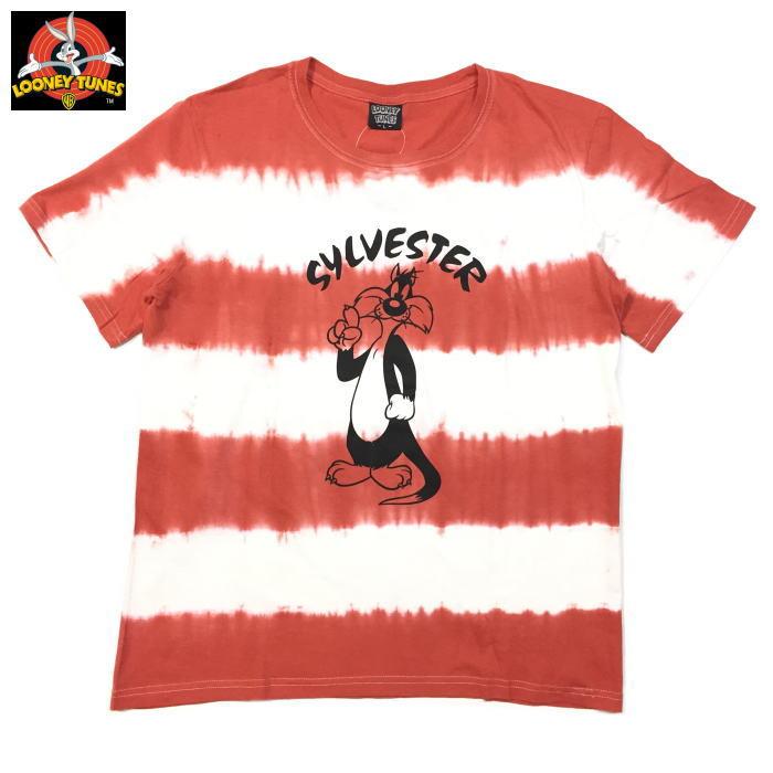 LOONEY TUNES CLASSIC 新品 ルーニーテューンズ シルベスター・キャット SylvesterCat タイダイ ボーダーTシャツ ユニセックス 半袖Tシャツ アメコミ アメ ...