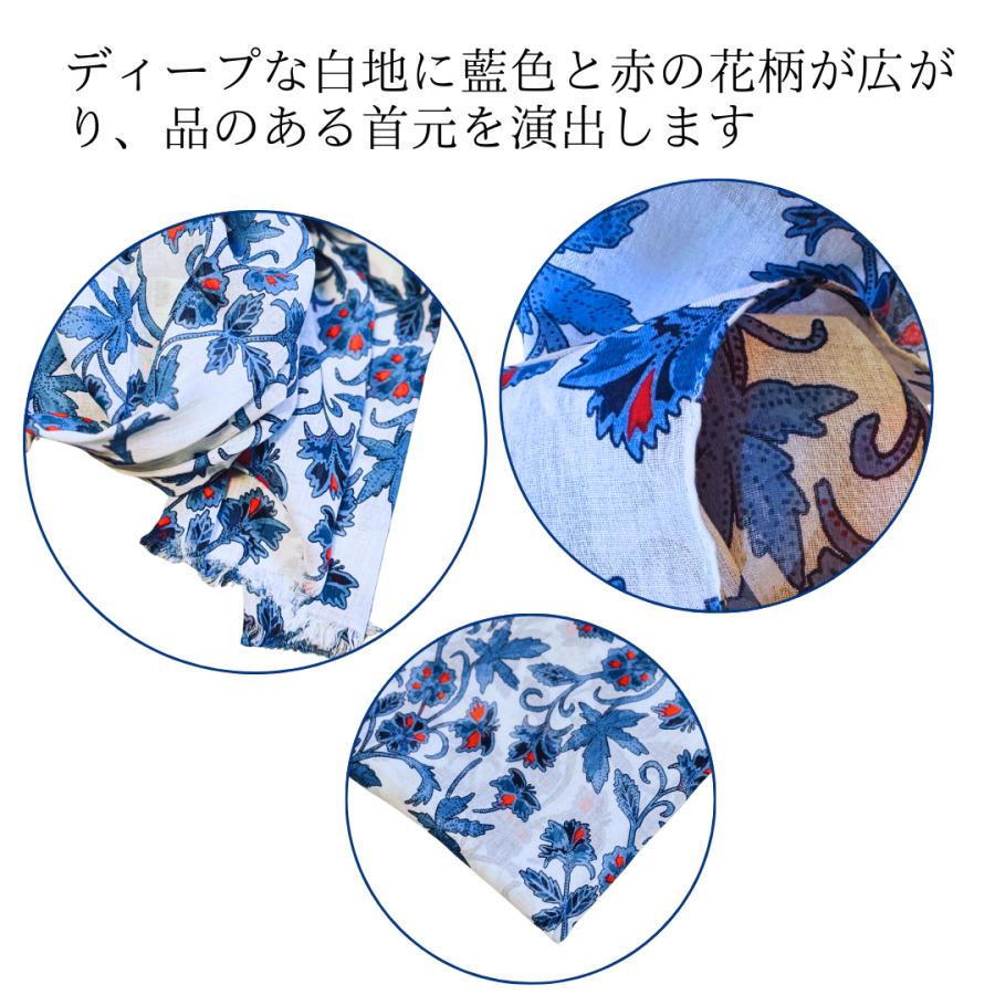 3％クーポン有！ ストール ショール 綿 コットン 100％ 洗える 春物 春夏 夏用 薄手 薄い おしゃれ ショール UV対策 レディース ブルー 藍色 ホワイト レッド :JS3 ...