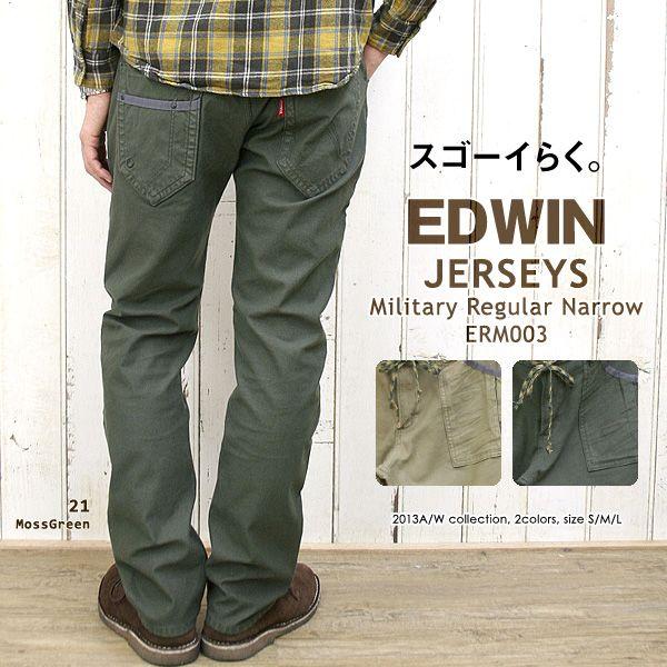 EDWIN(エドウイン/Men's) ジャージーズ ミリタリー レギュラー・ナロー (JERSEYS/ERM003) 2013A/W新作 : AKAISHI.com - 通販 - Yahoo ...