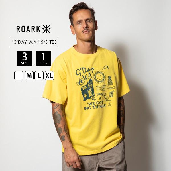 ROARK REVIVAL（ロアークリバイバル） ROARK ロアーク メンズ 半袖 Tシャツ コットン100％ イエロー 手描きイラスト G’DAY W.A. 西オーストラリア ストリート ...