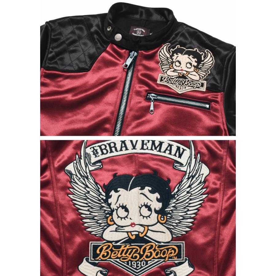 BETTY BOOP ブレイブマン × ベティブープ コラボ エンブレムウィング＆ベティー 刺繍＆ワッペン ボンディング ライダース ジャケット BBB-2241 : ジーンズファースト駒込店 ...