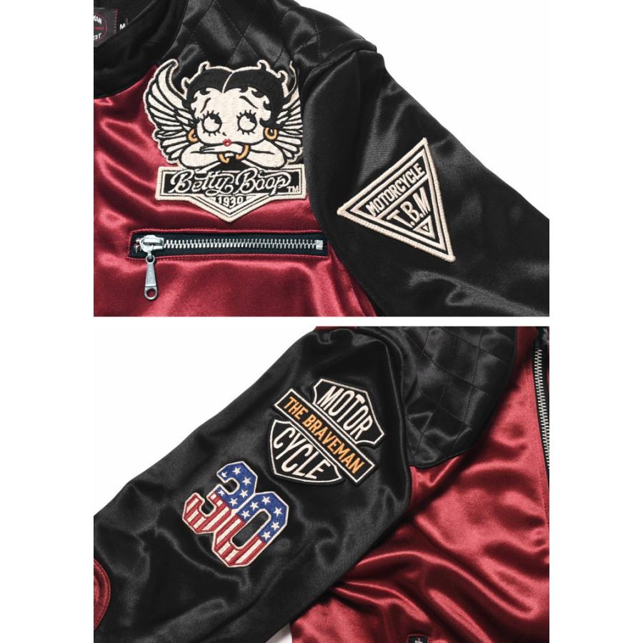 BETTY BOOP ブレイブマン × ベティブープ コラボ エンブレムウィング＆ベティー 刺繍＆ワッペン ボンディング ライダース ジャケット BBB-2241 : ジーンズファースト駒込店 ...
