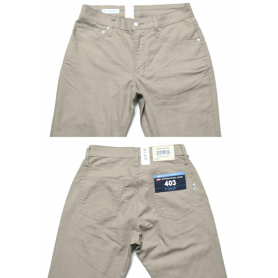 EDWIN（エドウィン） 【涼】403 COOL FLEX クールフレックス 綿麻ストレッチ レギュラーストレート パンツ グレンチェックベージュ E403CA-416 : ジーンズファースト ...