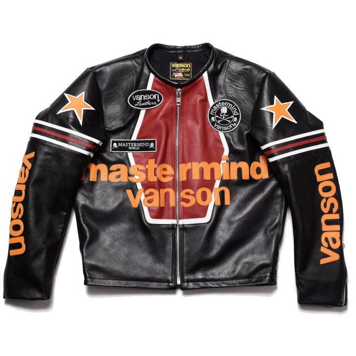 VANSON × MASTERMIND WORLD バンソン マスターマインド USA製 STAR JACKET カスタム レザージャケット ライダースジャケット MW24C12-BL102 ...