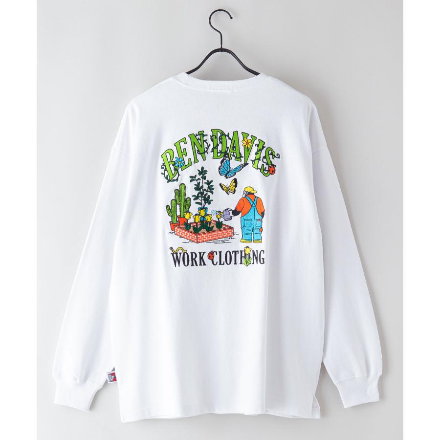 ベンデイビス BEN DAVIS バック 刺繍＆プリント ワイド シルエット ロンT Y2K SK8 スケーター メンズ レディース 男女共用 ブランド 長袖 Tシャツ :205231005 ...