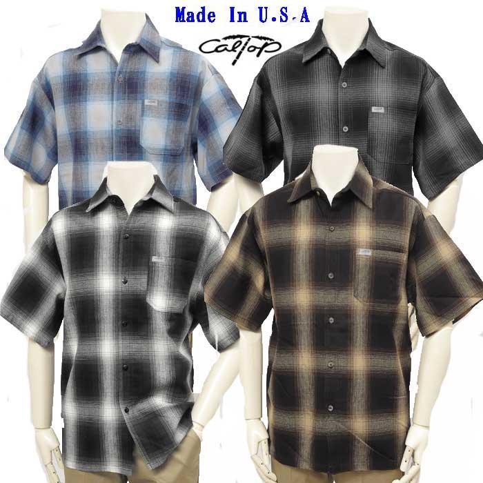 Cal Top（キャルトップ） OMBRE CHECK SHIRTS 半袖オンブレチェック シャツ メンズ トップス made in USA ...