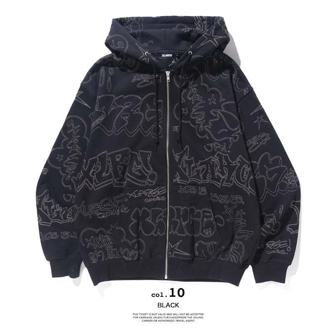 XLARGE エクストララージ EMBROIDERED ALLOVER LOGO ZIPUP XLARGE エクストララージ EMBROIDERED ALLOVER LOGO ZIPUP