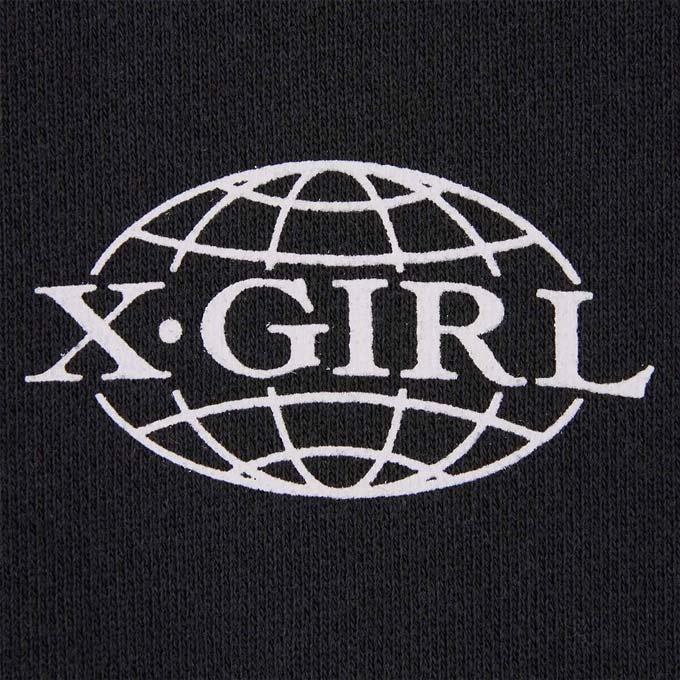 X-girl エックスガール X-GIRL WORLD LOGO ZIP UP SWEAT VEST ワールド ロゴ ジップアップ スウェット ...