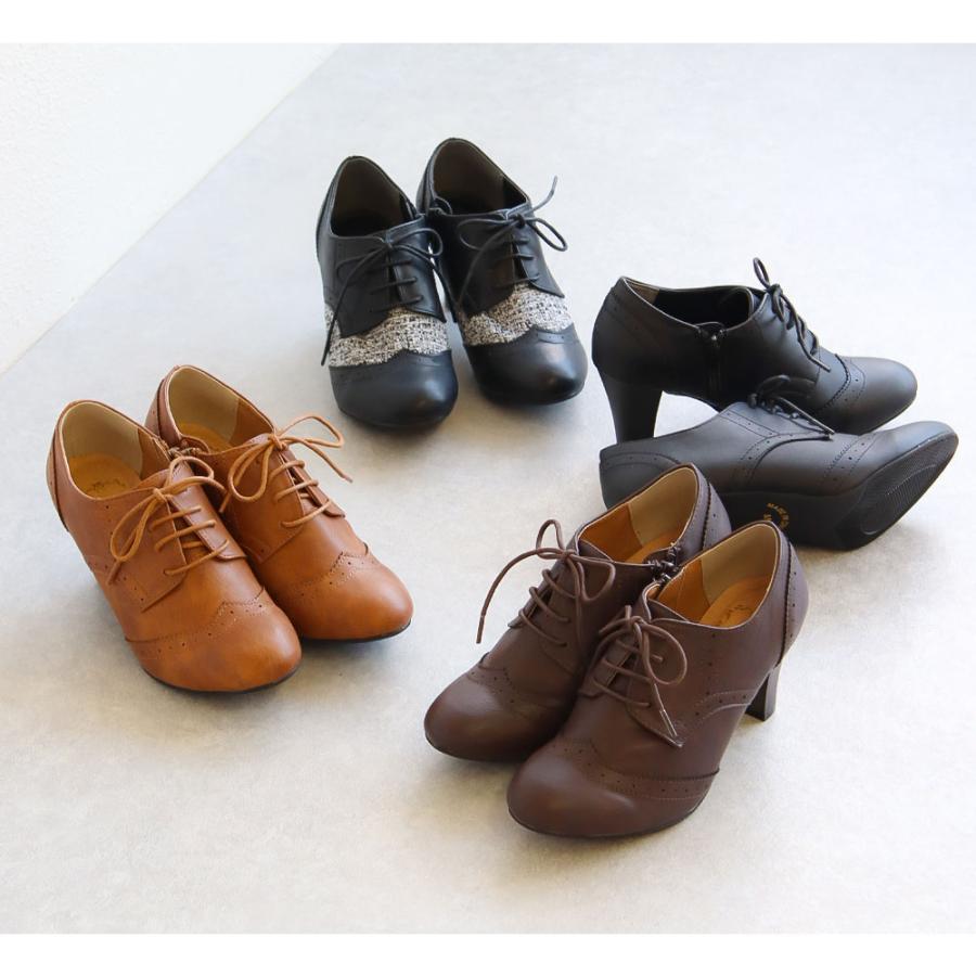 ブーティ オックスフォード ショートブーツ レディース 黒 7cm おじ靴 紐靴 カジュアル 秋冬 ブラック キャメル ダークブラウン 7571 :sumi-7571:Jerico Yahoo ...