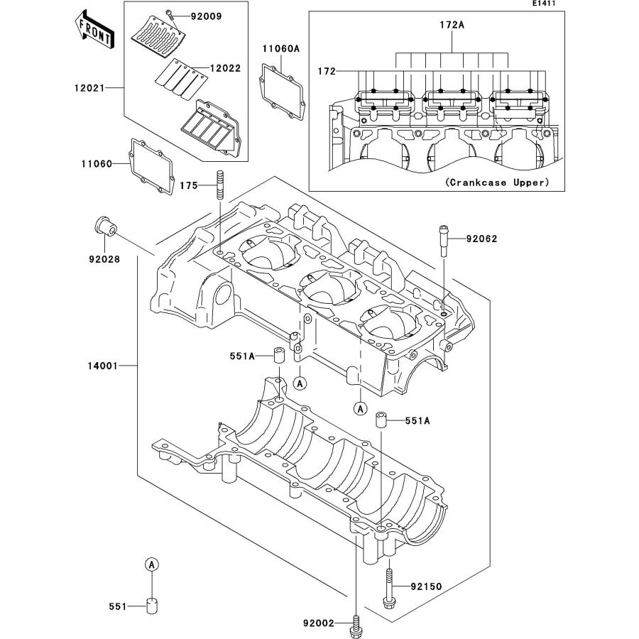 Kawasaki 900STX'04 OEM section (JT900-E1_Crankcase) parts Used [K8610 ...
