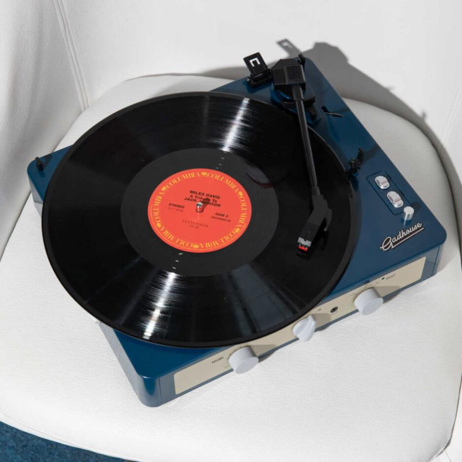 Gadhouse Brad Retro record NAVY (BUILT-IN BLUETOOTH 5.0 & PITCH CONTROL) スピーカー内蔵レコードプレーヤー ...