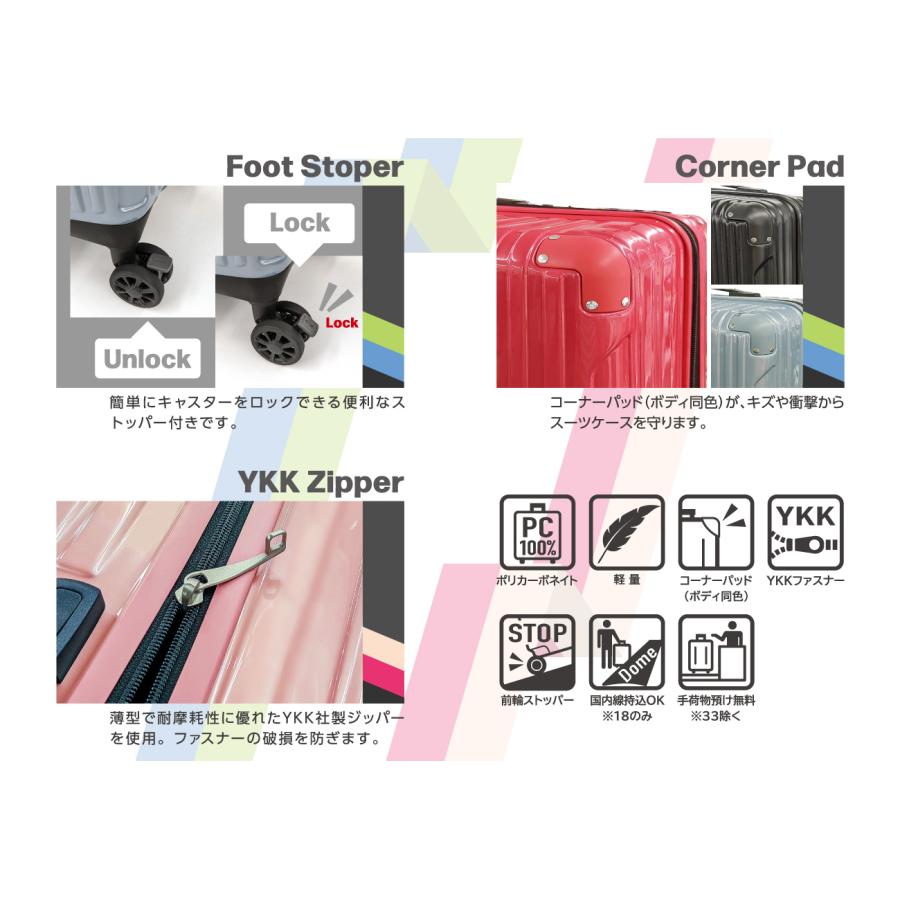 アジア・ラゲージ 前輪ストッパー搭載 70L 61.5cm 3.4kg 5〜7泊 Lサイズ MAXSTOP-24 : ジューヌジャン - 通販 - Yahoo!ショッピング