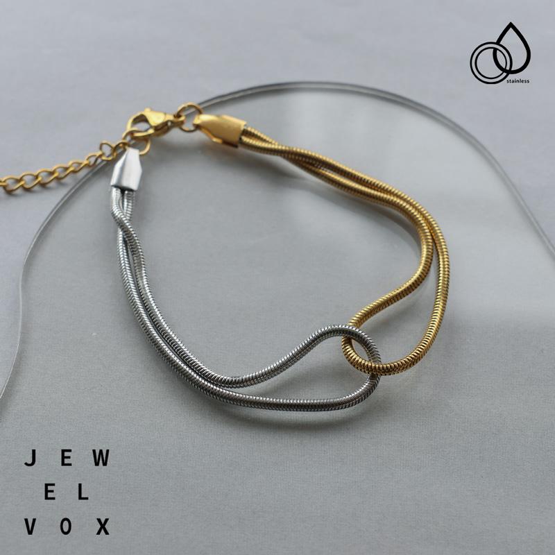 Jewel VOX ブレスレット レディース ステンレス 金属アレルギー サージカルステンレス チェーン ミックス クロス 2連 シンプル : Jewel Vox ジュエルボックス - 通販 ...