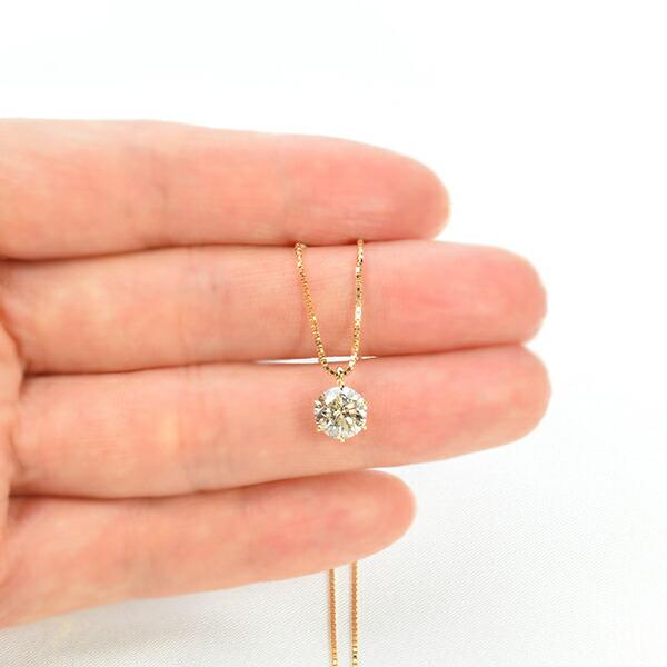 1カラット ダイヤモンド ネックレス 一粒 1.0ct 6本爪 K18 イエローゴールド シンプル 定番 鑑別書付 保証書付 ギフト プレゼント : ダイヤモンドホールセールLuxy - 通販 ...