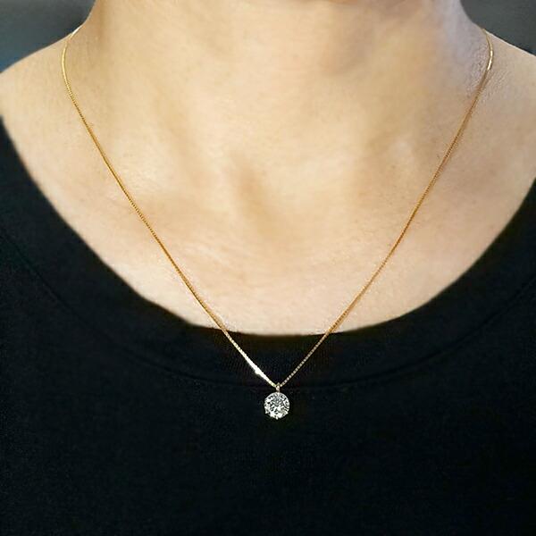 1カラット ダイヤモンド ネックレス 一粒 1.0ct 6本爪 K18 イエローゴールド シンプル 定番 鑑別書付 保証書付 ギフト プレゼント : ダイヤモンドホールセールLuxy - 通販 ...