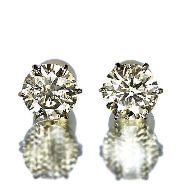 2カラット ダイヤモンド ピアス 1.0×1.0ct K18 イエローゴールド Jカラー SI2 エクセレント ハートアンドキューピッド EX H&C 鑑定書付 保証書付 : ダイヤモンド ...