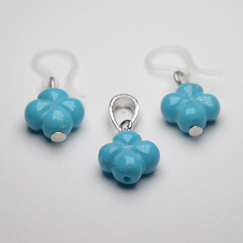 【ピアスとペンダントトップのセット商品】ターコイズ4枚花 : Jewelry-Shop ルビーノ - 通販 - Yahoo!ショッピング
