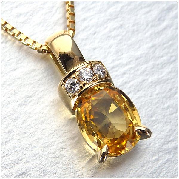 イエローサファイヤ ペンダント ヘッド K18 イエローゴールド 0.758ct サファイヤ 0.7ct up 0.7カラット アップ 9月誕生石 : sapy-p-6-0758 : ルース ...