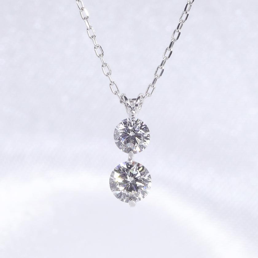 K18WG/K18YG/K18PG 2石 2粒 ダイヤモンド ペンダント ネックレス K18WG/K18YG/K18PG 2石 2粒 ダイヤモンド ペンダント ネックレス