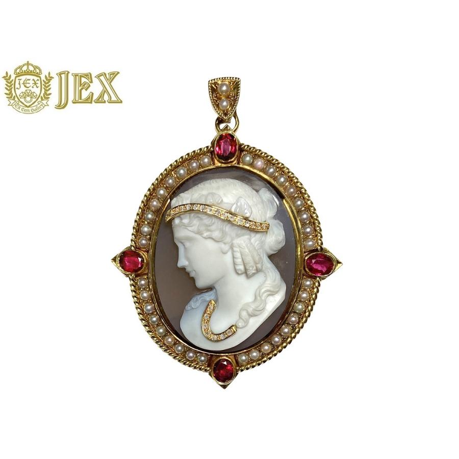 Stone Cameo K18ストーンカメオ ダイヤモンド ルビー パールペントップ兼ブローチ NO.128165 : 128165-j : JEX宝石ギャラリー Yahoo!店 - 通販 ...