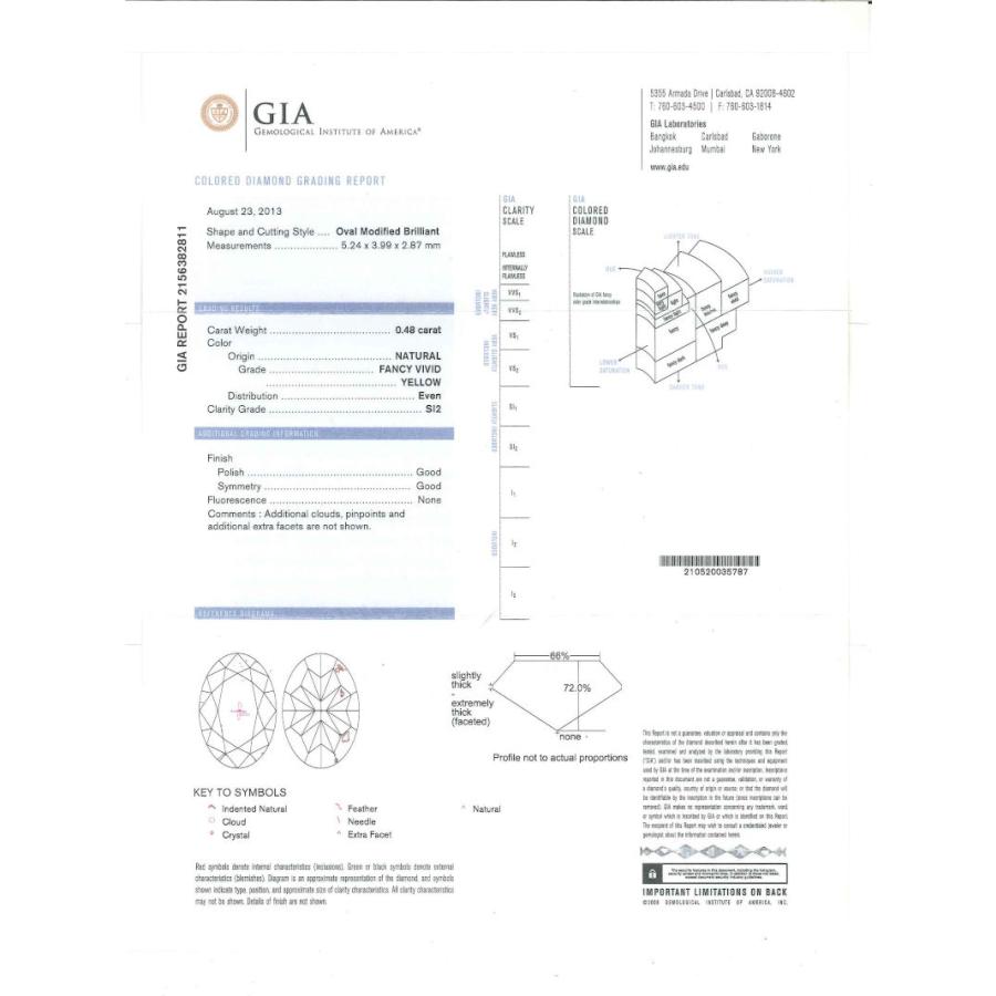 FANCY VIVID YELLOW ファンシーヴィヴィッドイエローダイヤモンドルース 未使用品 0.48ct GIA No.42367 ...