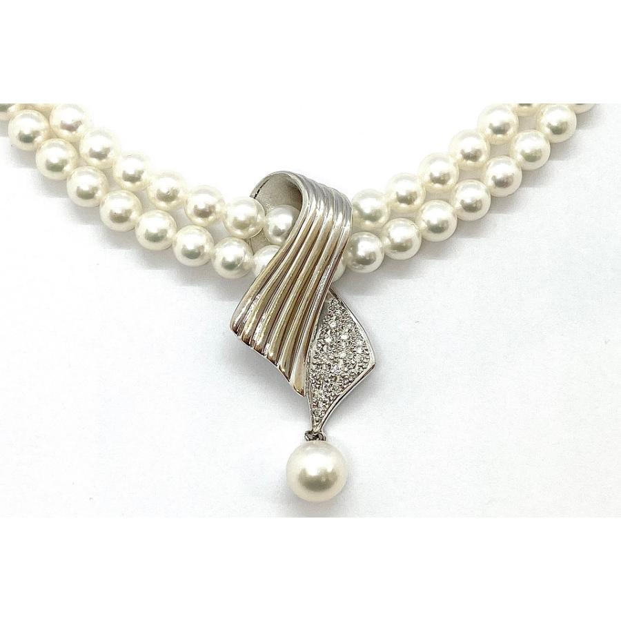 MIKIMOTO ミキモト 植田いつ子コレクション K18WGアコヤパール ダイヤモンド2連ネックレス NO.48489 : JEX宝石 ...