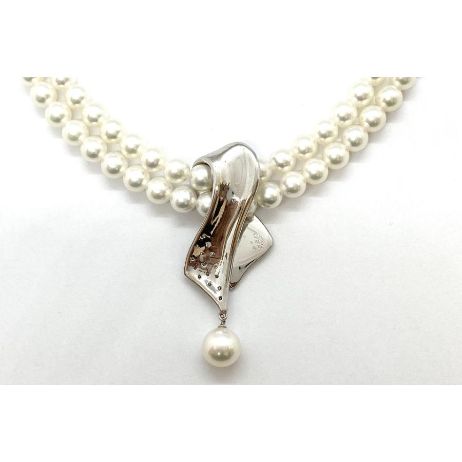 MIKIMOTO ミキモト 植田いつ子コレクション K18WGアコヤパール ダイヤモンド2連ネックレス NO.48489 :48489-j ...