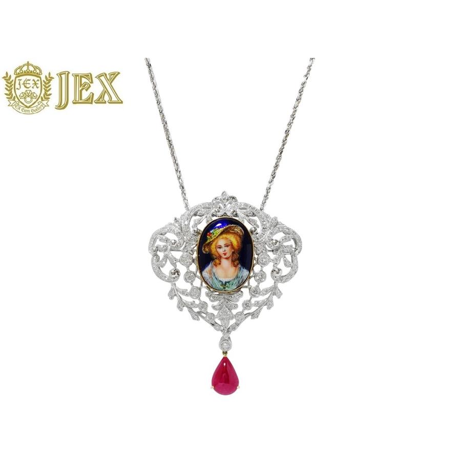 Diamond Pt900 K18YG WG NC エマーユ ダイヤモンド ルビーペンダント NO.48729 : JEX宝石ギャラリー ...