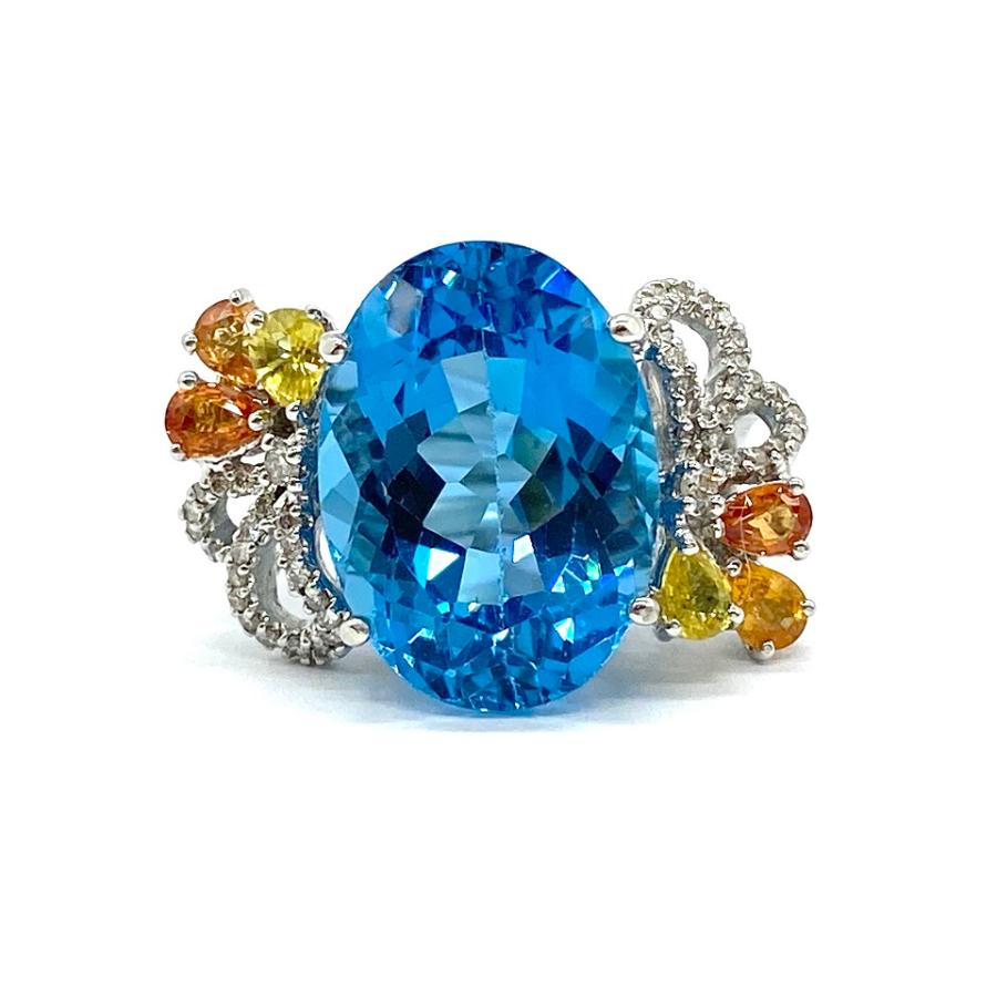 Blue Topaz K18WGブルートパーズ オレンジ イエローサファイヤ ダイヤモンドリング NO.48899 : JEX宝石ギャラリー Yahoo!店 - 通販 - Yahoo!ショッピング