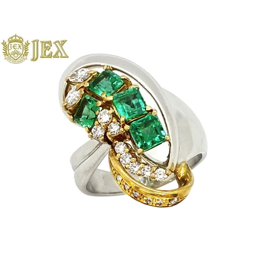 Emerald Pt900 K18エメラルド ダイヤモンドリング NO.48999 : JEX宝石ギャラリー Yahoo!店 - 通販 ...