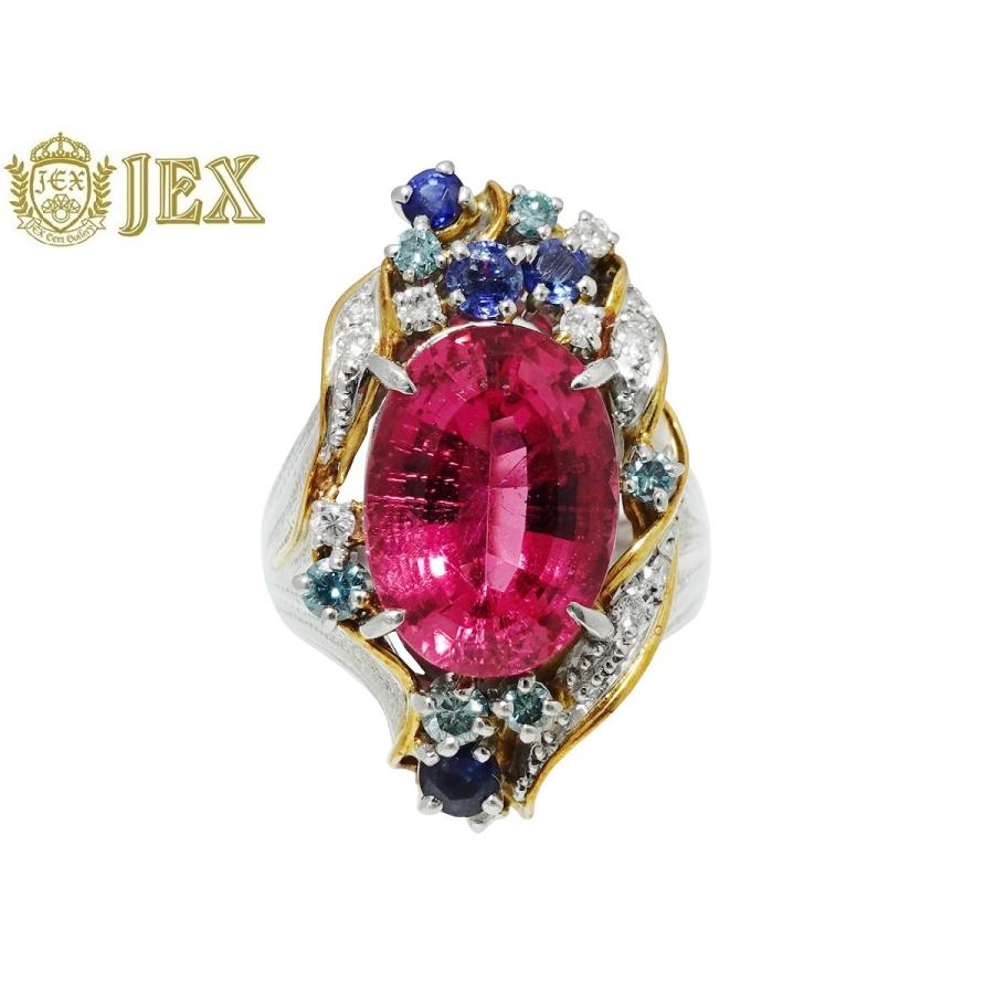 石川暢子 Pt900 K18ピンクトルマリン サファイヤ カラーレス 処理ブルーダイヤリング NO.49075 : JEX宝石ギャラリー Yahoo!店 - 通販 - Yahoo!ショッピング