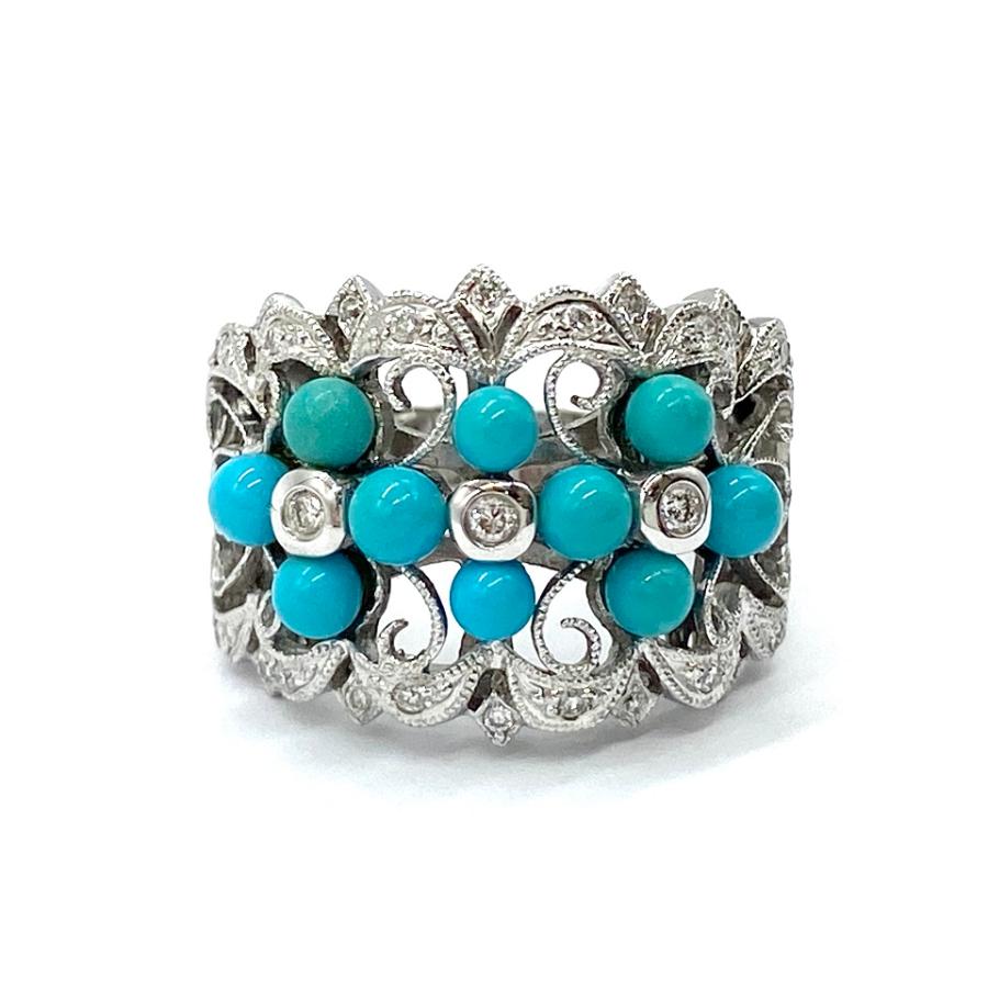 Turquoise K18WGトルコ石 ダイヤモンドリング NO.49319 : JEX宝石ギャラリー Yahoo!店 - 通販 - Yahoo!ショッピング