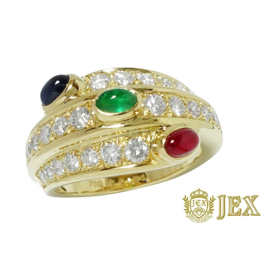 JPペラン K18ルビー エメラルド サファイヤ ダイヤモンドリング NO.49499 : JEX宝石ギャラリー Yahoo!店 - 通販 ...