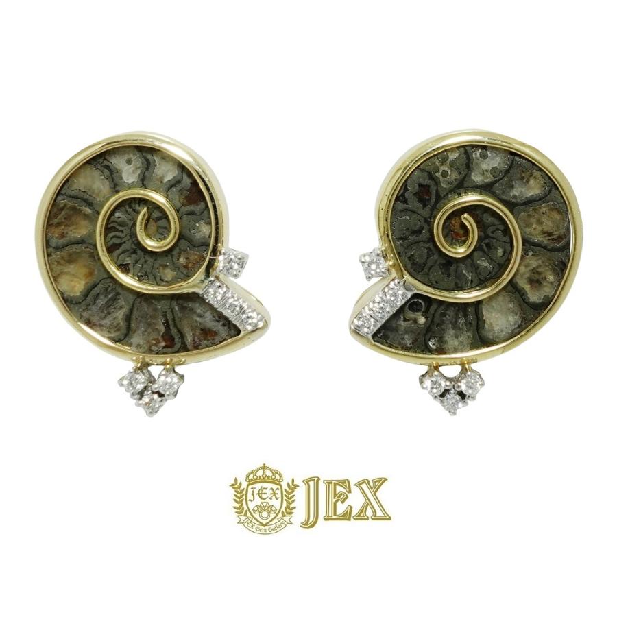 Ammonite K18WG K14WG 留具 アンモナイト化石 ダイヤモンドイヤリング NO.50102 : JEX宝石ギャラリー Yahoo!店 - 通販 - Yahoo!ショッピング
