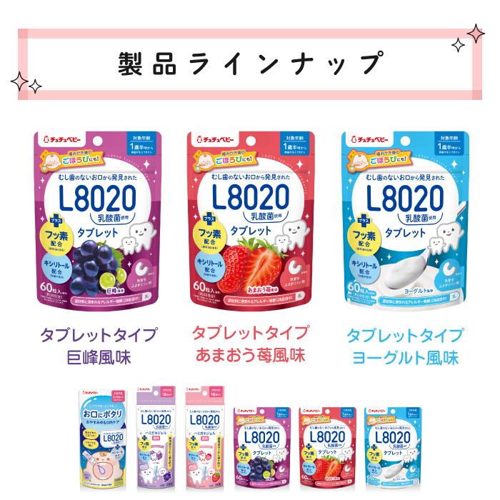 L8020乳酸菌使用 チュチュベビー タブレット 巨峰/あまおう苺/ヨーグルト 60粒x10袋 :1214879-1-10:ジェクス直営YAHOO店 - 通販 - Yahoo!ショッピング