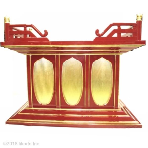 【寺院仏具】朱塗り 幅150センチの三間須弥壇 高欄付き 安心の国産品 自社工場にて製作 木製高級寺院仏具通販(受注生産品)(商品番号 ...