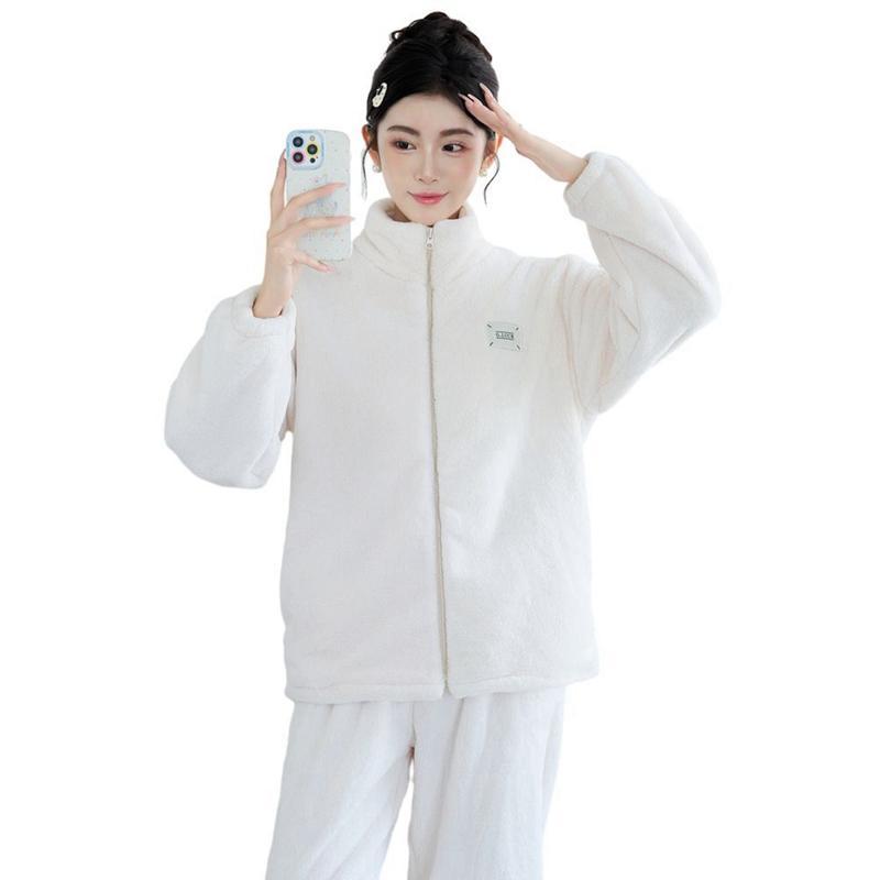 ルームウェア レディース 冬 2 点セット ふわふわ パジャマ ファスナー 無地 ハイネック 前開き 防寒 暖かい 長袖 快適 着痩せ : 佐々木 - 通販 - Yahoo!ショッピング