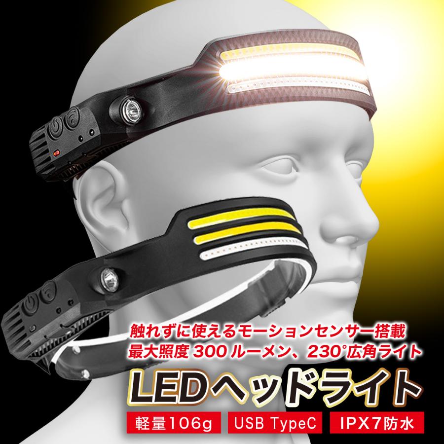 ヘッドライト 充電式 LED 強力 USB 交換 おすすめ 明るさ 軽量 センサー 防水 高輝度 ランプ 釣り 登山 アウトドア 防災 停電 ...