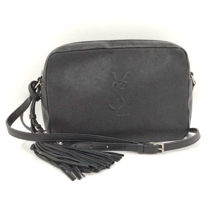 【中古】YVES SAINT LAURENT カメラバッグ スモール ショルダーバッグ フリンジ レザー ブラック D4066 : JJ ...