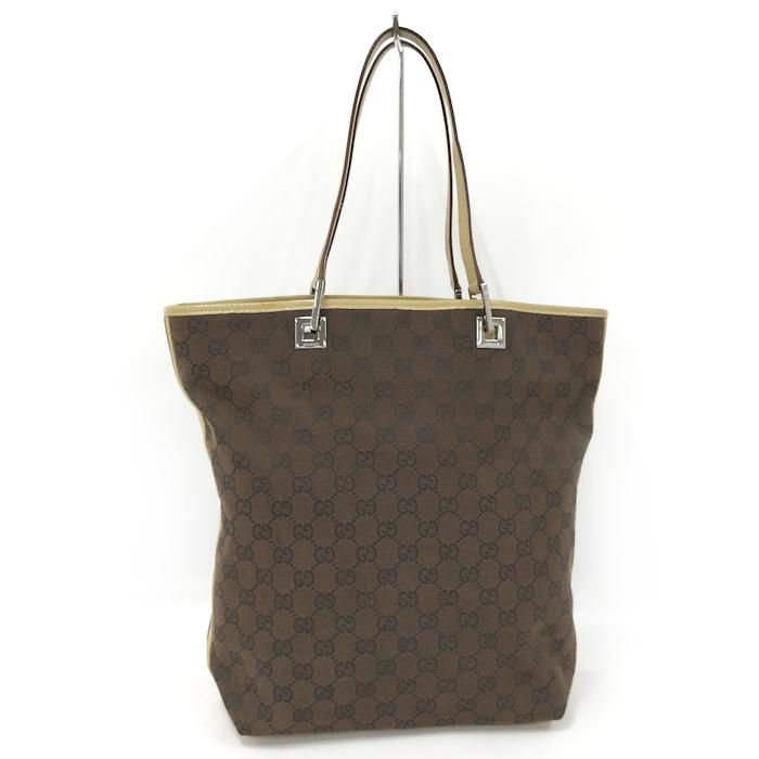 GUCCI トートバッグ ハンドバッグ GGキャンバス キャンバス レザー ブラウン系 31243 204991 : JJコレクション ヤフー ...