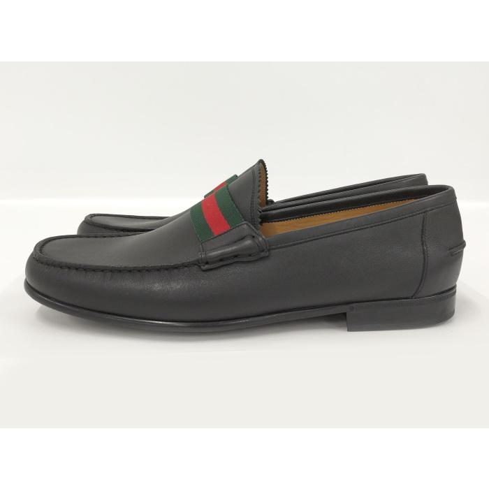 中古】GUCCI ローファー 靴 シェリーライン レザー ブラック 中古】GUCCI ローファー 靴 シェリーライン レザー ブラック